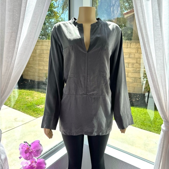 GAP | Tops | Nwt Gap Tencel Gray Tunic Blouse Size Xl Relaxed Long ...